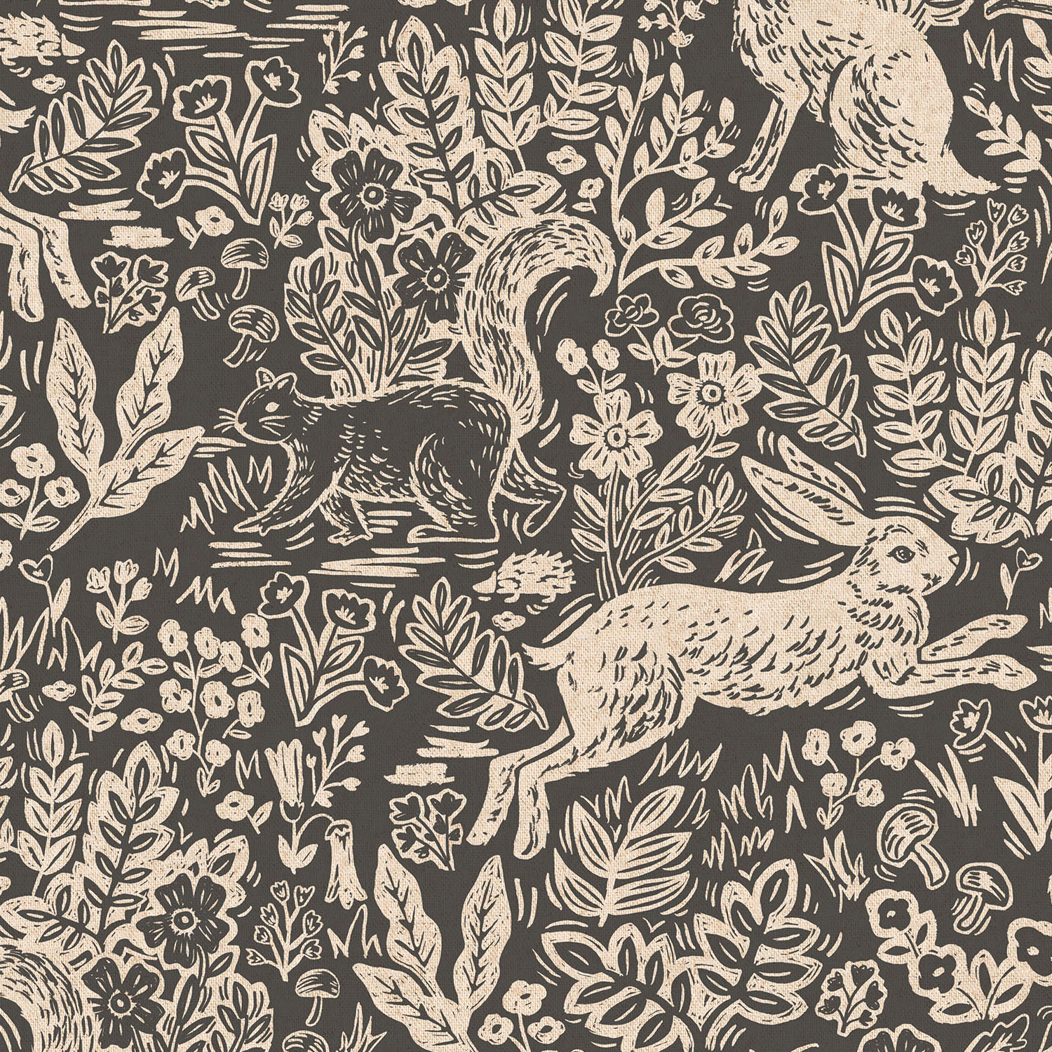 Rifle Paper Co. RP103-GY5C Wildwood Fable Gray Canvas Fabric