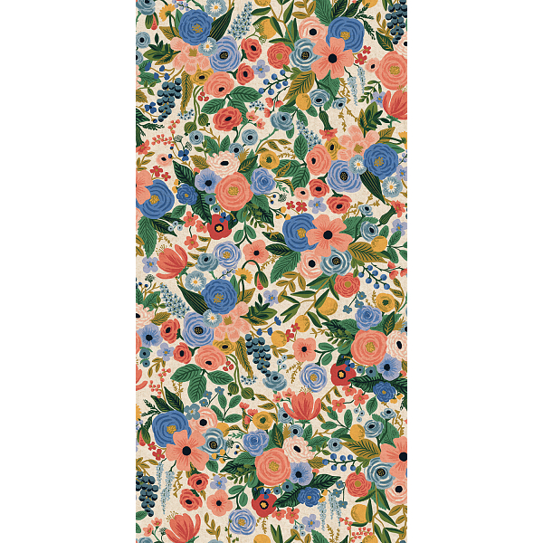 Rifle Paper Co. RP100-BL4C Wildwood Garden Party Blue Canvas Fabric